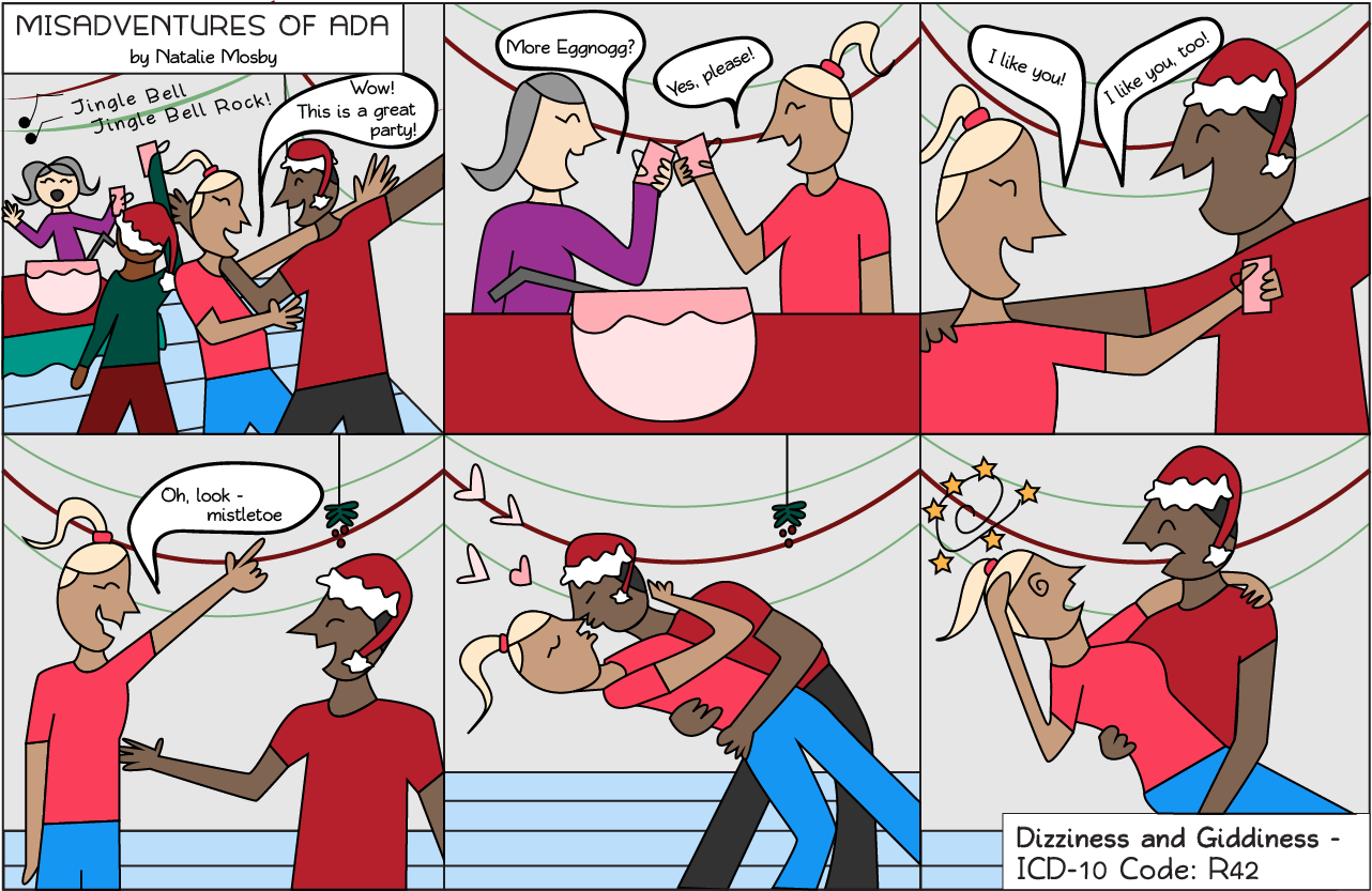 The Misadventures of Ada: ICD-10 Cartoon, "Dizziness and Giddiness" R42