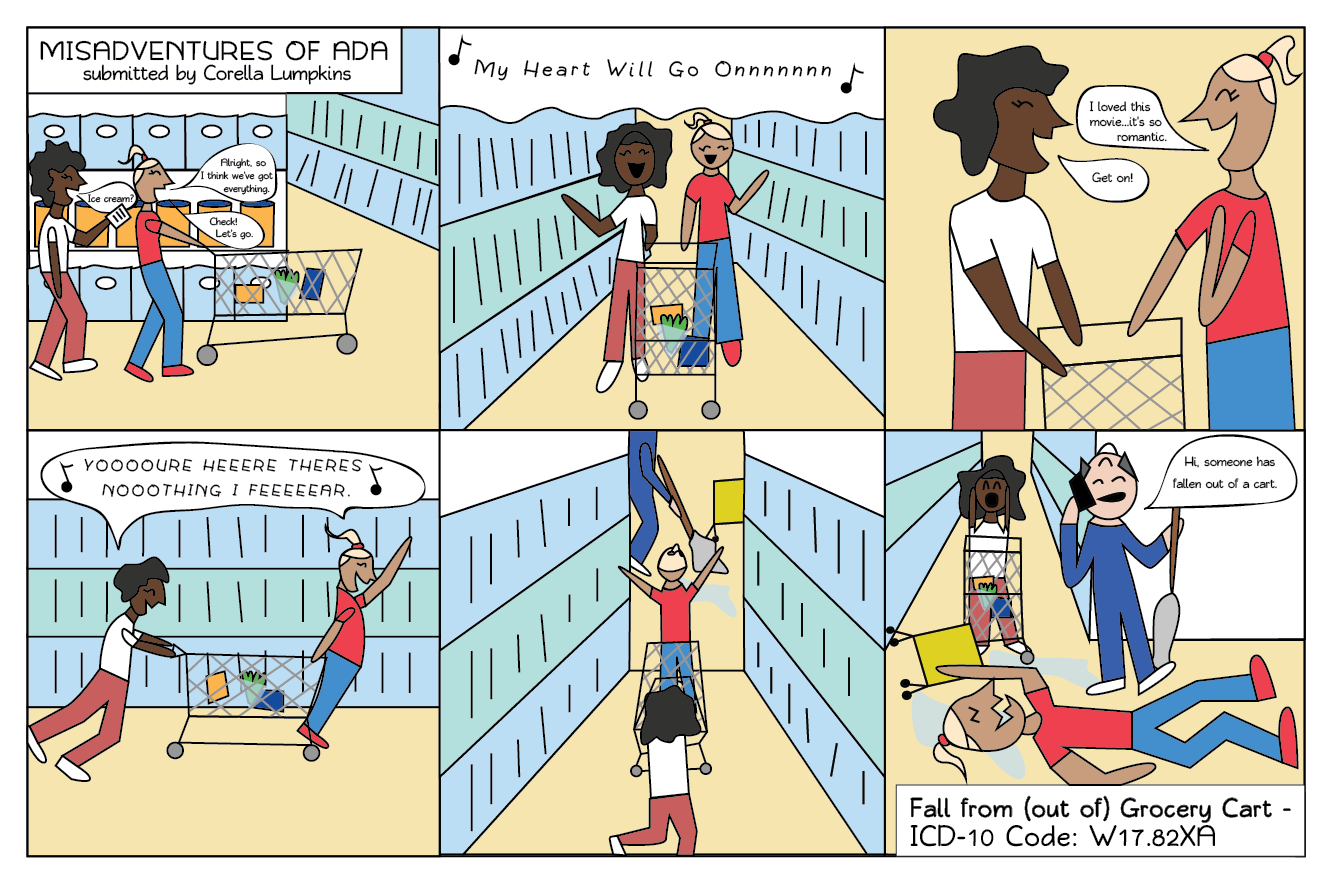 The Misadventures of Ada: ICD-10 Cartoon, "Titanic" W17.82XA